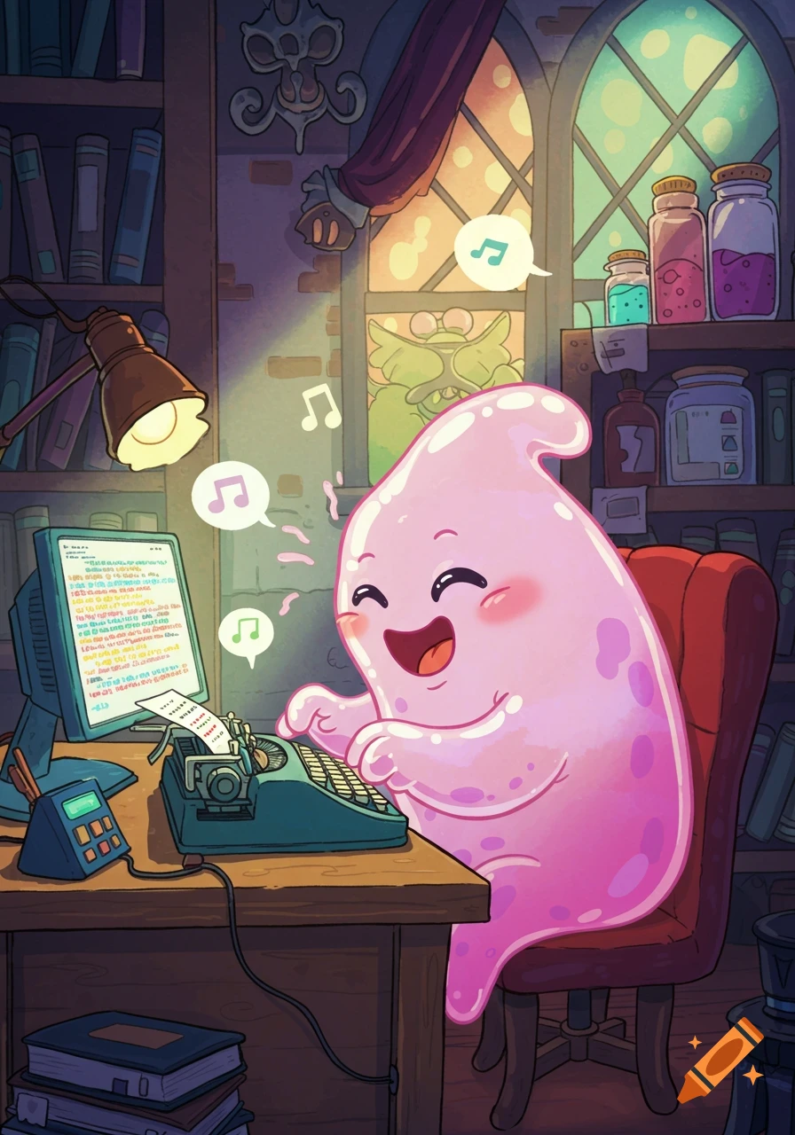 A cute Mimikyu Pokémon in a science lab, surrounded by beakers ...