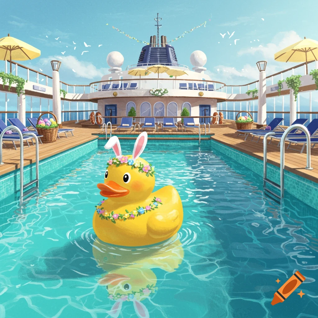 A cruise ship sails on dark water under a starry night sky with green ...