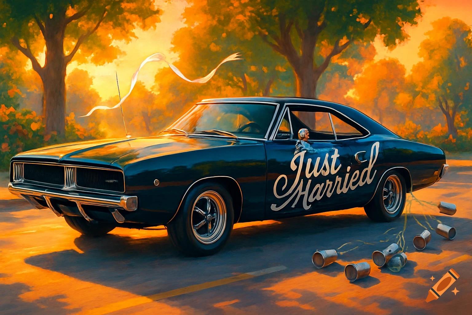 A stylized cartoon illustration of a blue 1971 Dodge Dart Sprinter hot ...