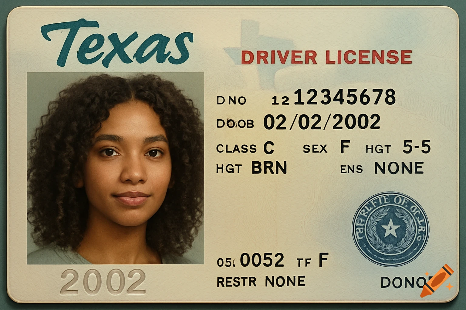 A close-up photorealistic image of a Texas driver's license with a ...