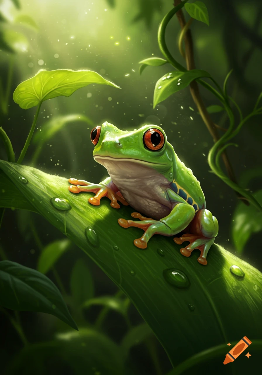 Tails the fox riding a large, slimy green frog with big red eyes in a ...