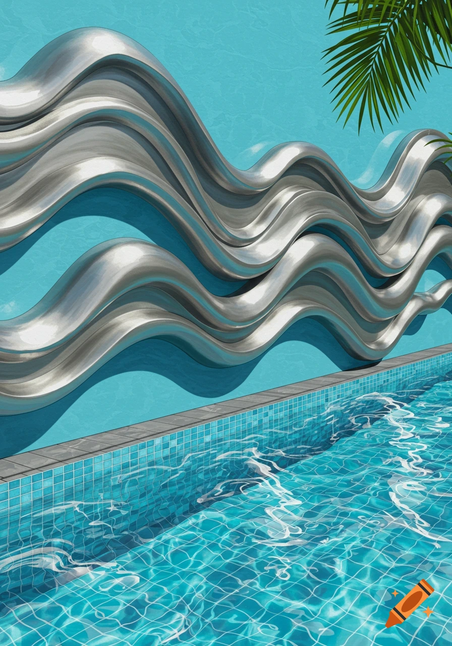 Overhead view of a rectangular swimming pool with a tanning ledge ...