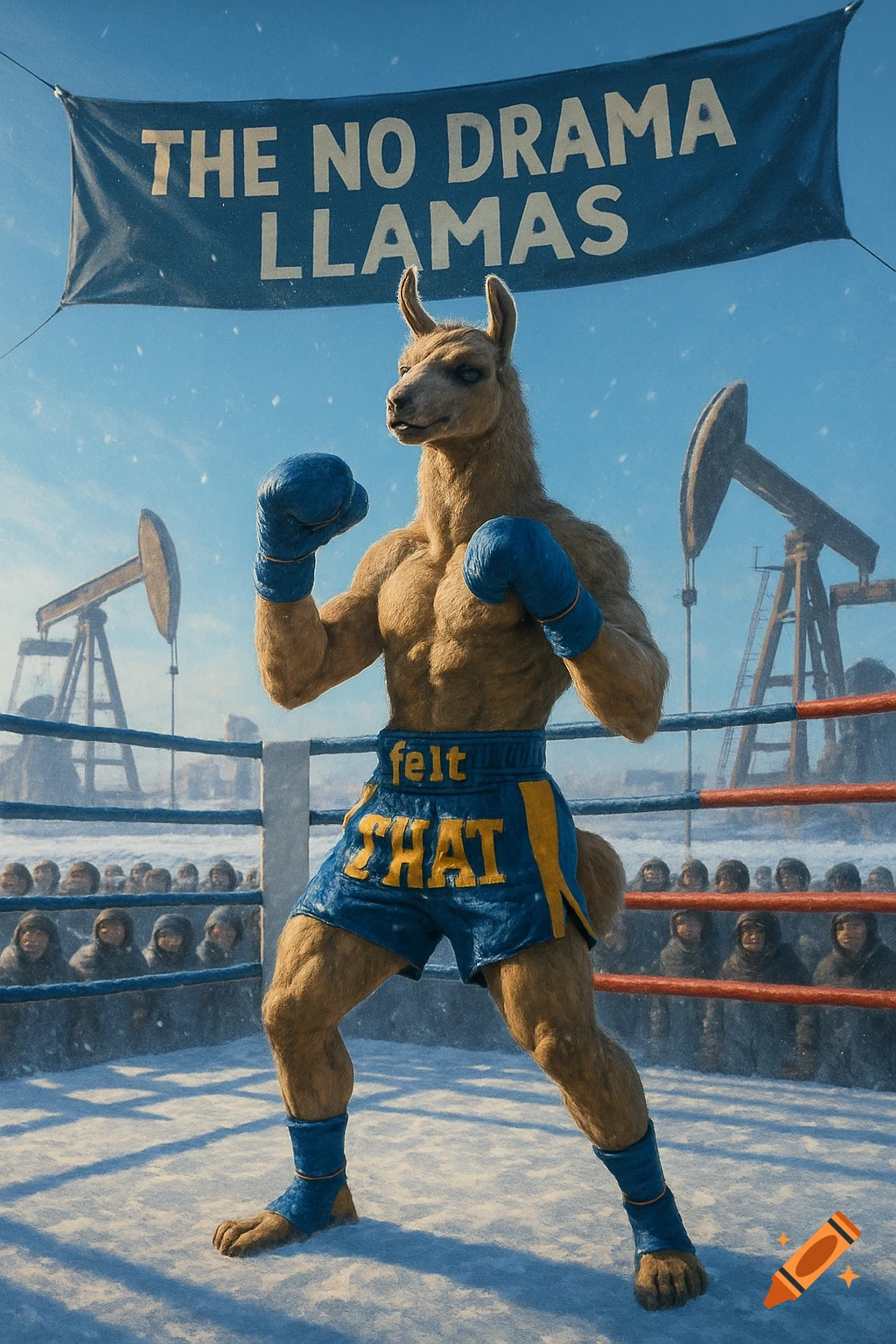 A wolf wearing a blue NCE hat rides a white horse through a sunlit ...