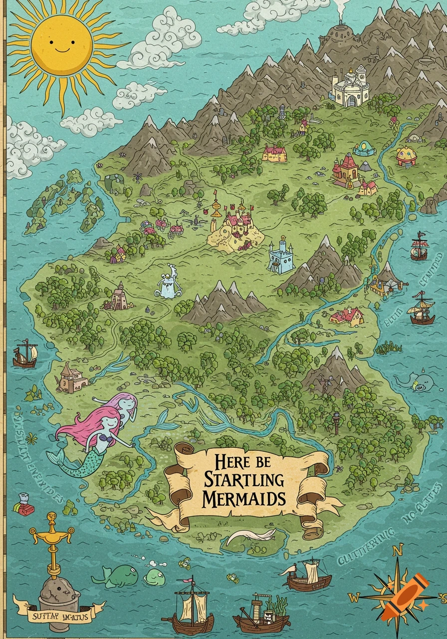 Illustrated Map created on Craiyon