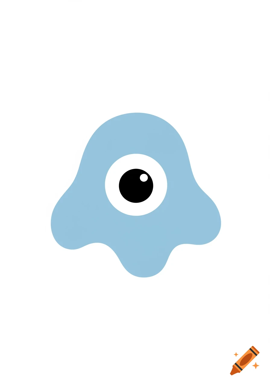 A minimalist blue blob character with one large eye. on Craiyon