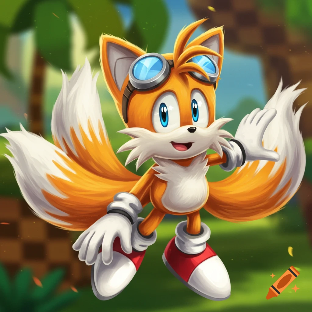 An illustration of Tails, the orange two-tailed fox character from ...