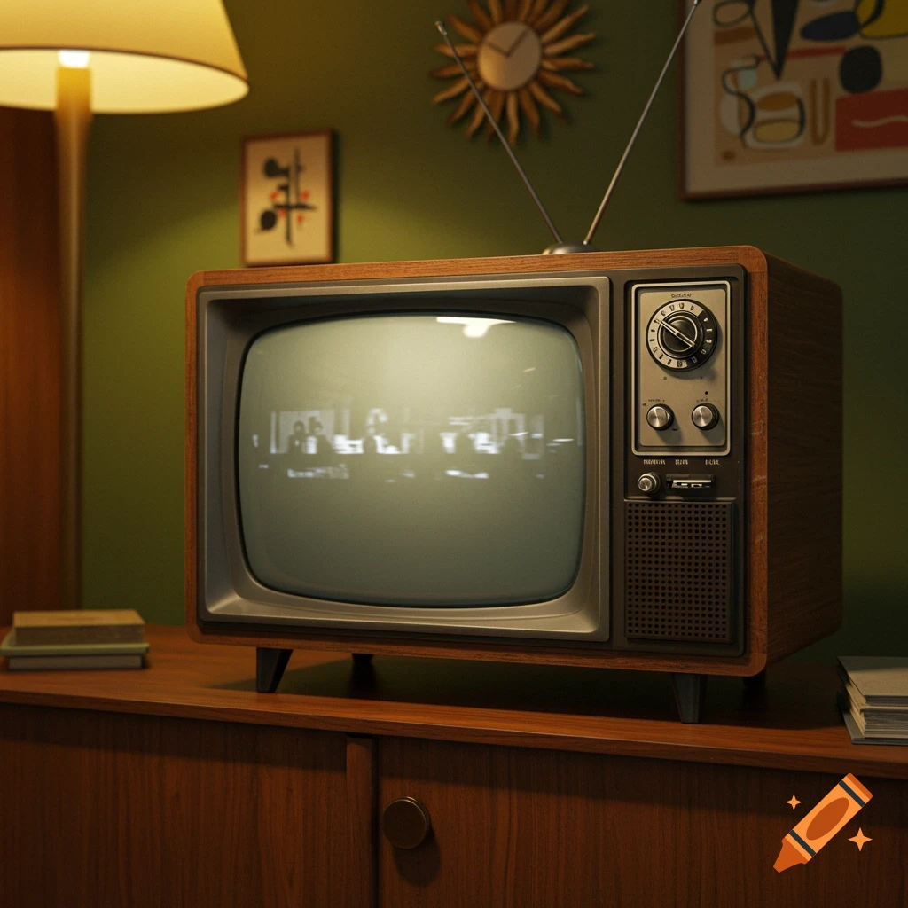 A vintage television with rabbit-ear antennae shows the YouTube logo in ...