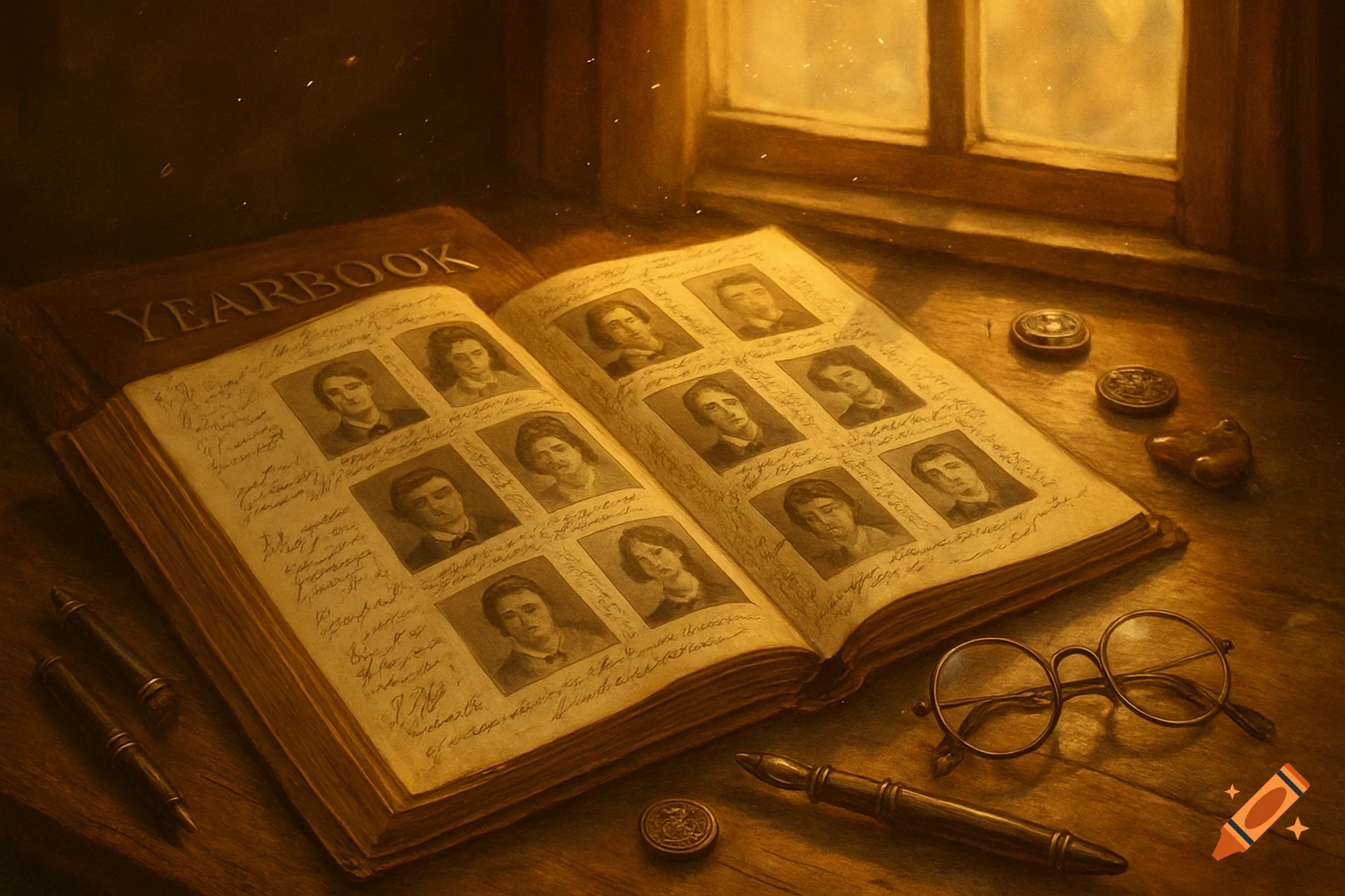 A weathered, dark book with gold lettering "Histoire triste d'un ...