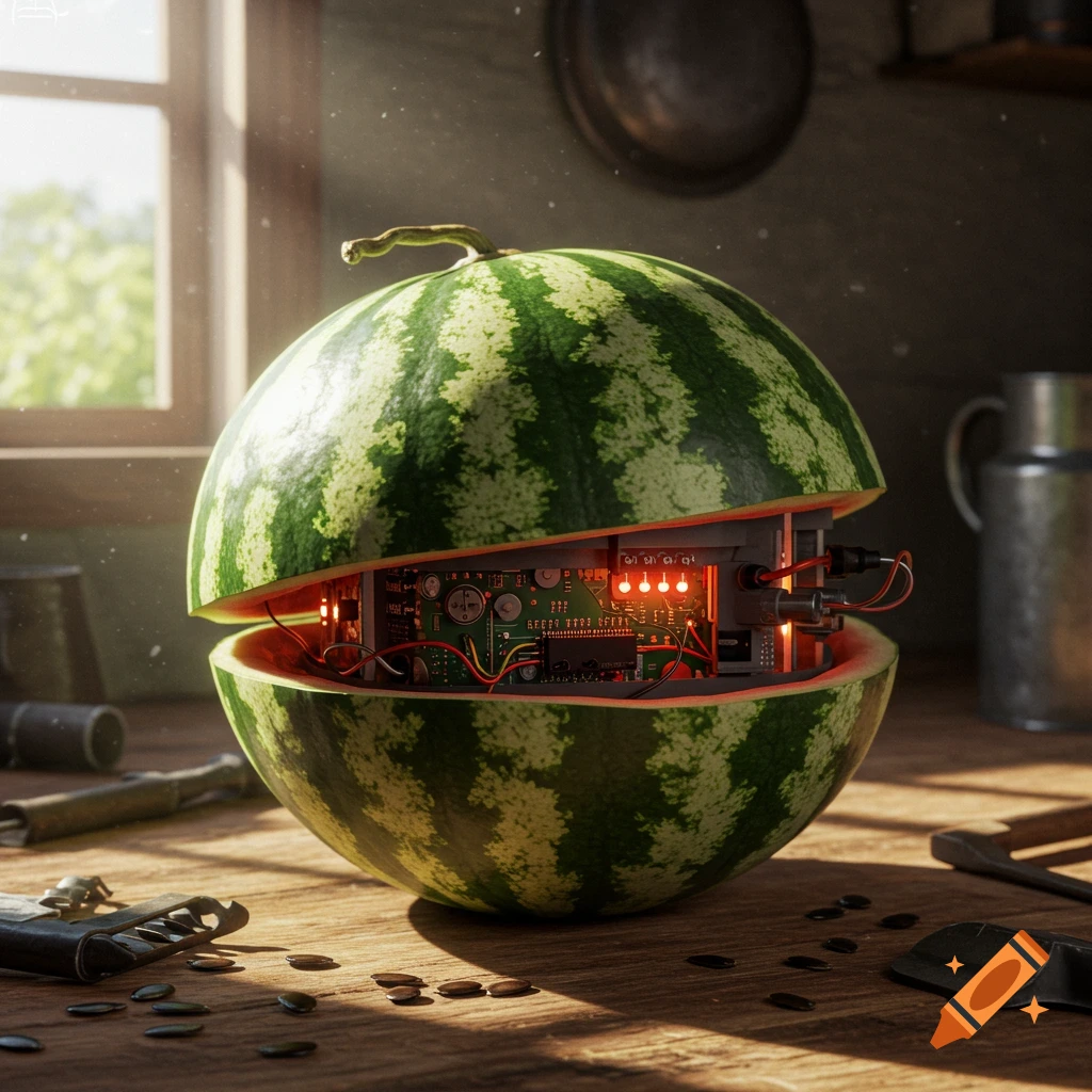 A photorealistic image of a large green pickle standing upright next to ...