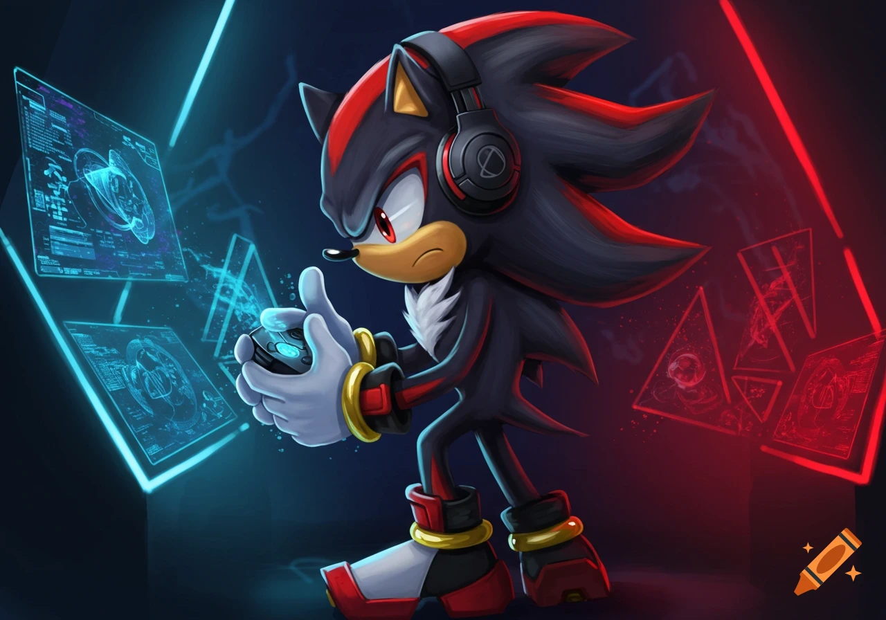 Sonic the Hedgehog, wearing Rouge the Bat's outfit with wings, winks in ...