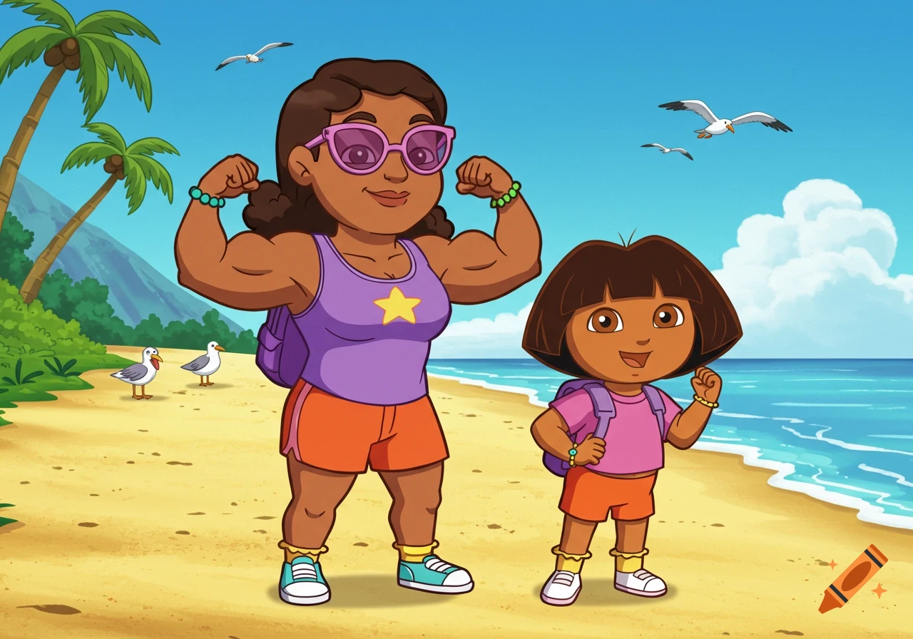 Vibrant cartoon of Dora the Explorer holding a 'HAPPY 3rd BIRTHDAY ...