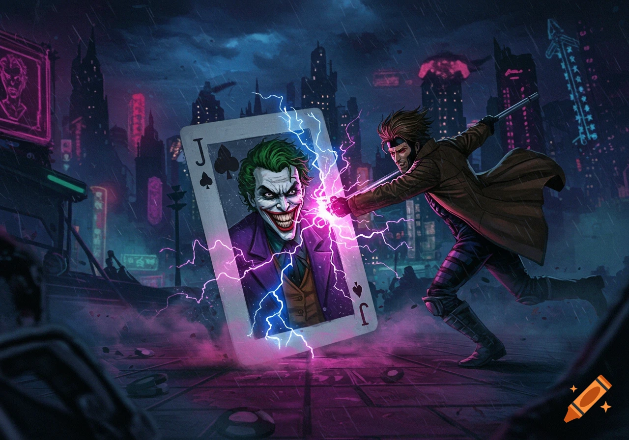 Harley Quinn and Joker as rockstars on stage, with fireworks and a ...