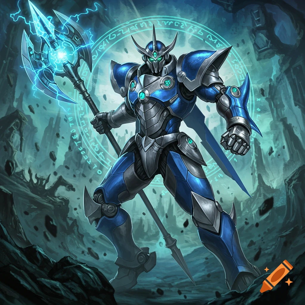 White Mekk-Knight card art from Yu-Gi-Oh! on Craiyon