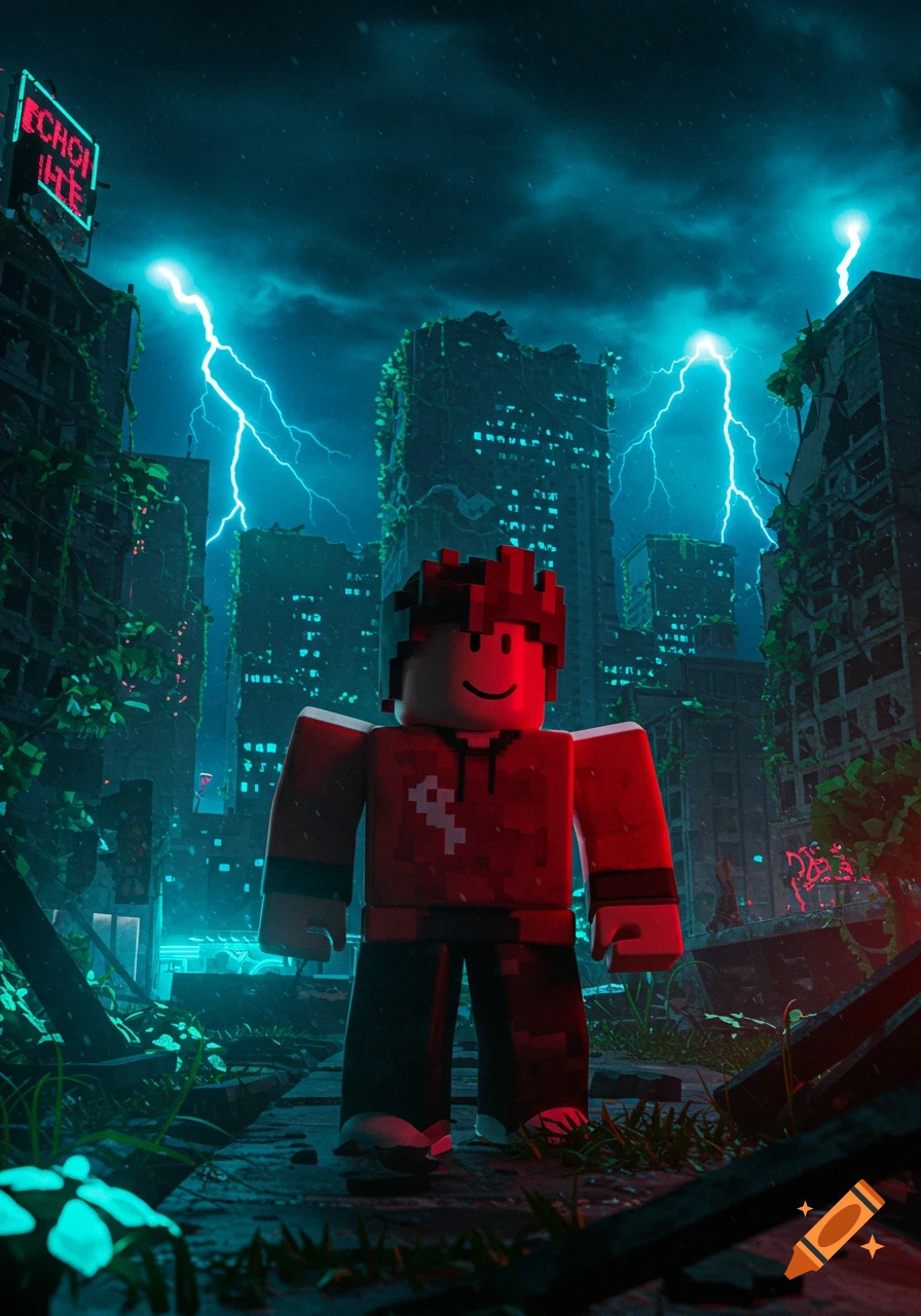 A Roblox character in a black hoodie holds a colorful bird outside a ...