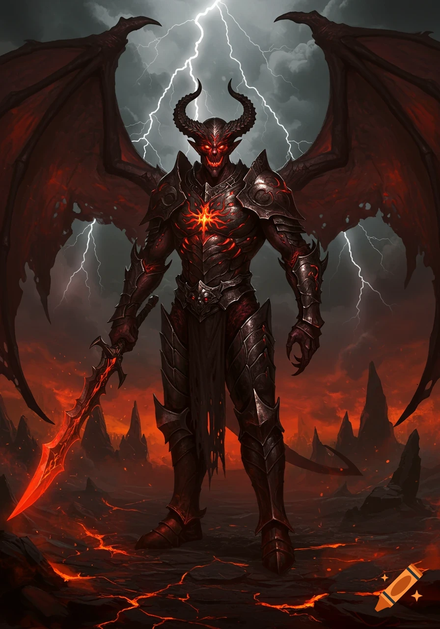 A detailed dark fantasy portrait of an evil sorcerer with black horns ...