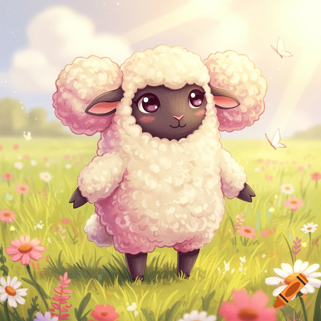 An ashamed cartoon sheep in a 'Baaa-d Boy Corner' pen in a sunny ...