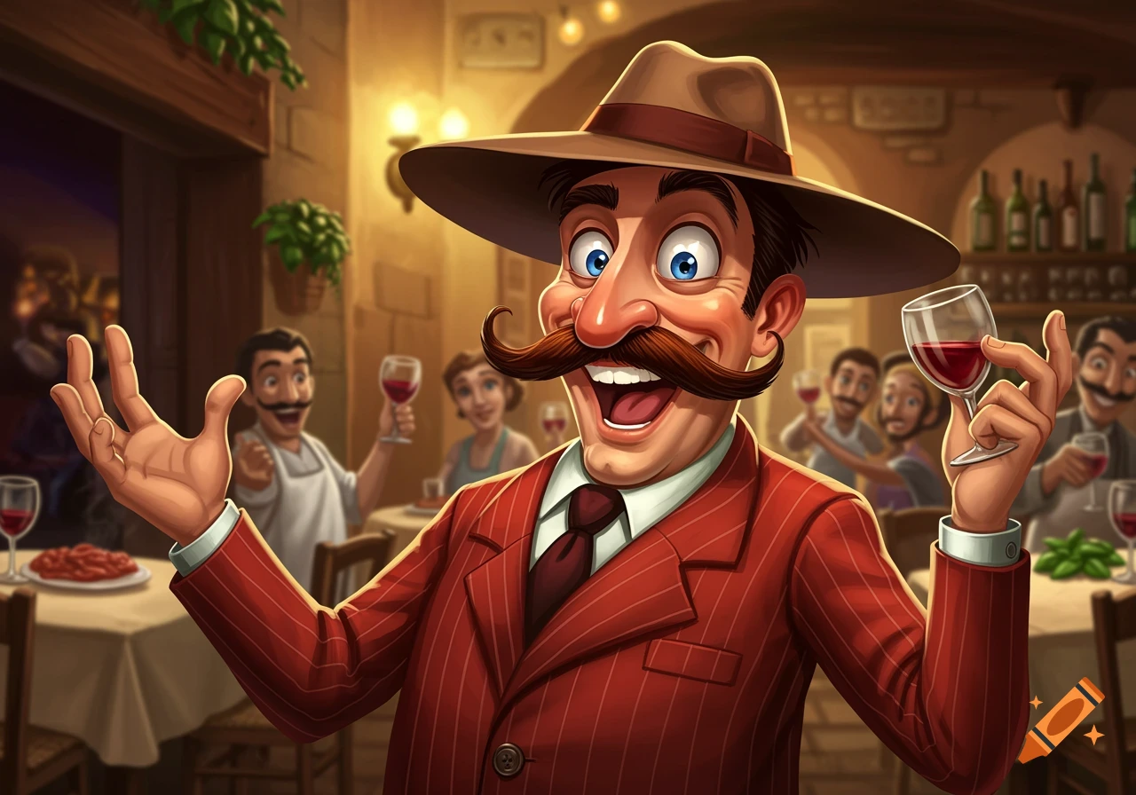 A gray-haired man with a large, angry, contorted face stands on a ...