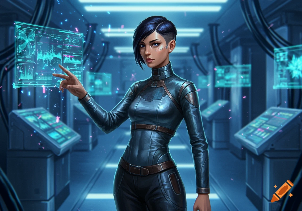 Joan of Arc, the French war heroine with short black hair on Craiyon