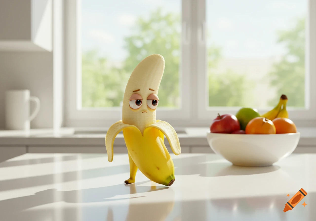 A green, stylized cardamom pod curved like a crescent moon, on a plain ...