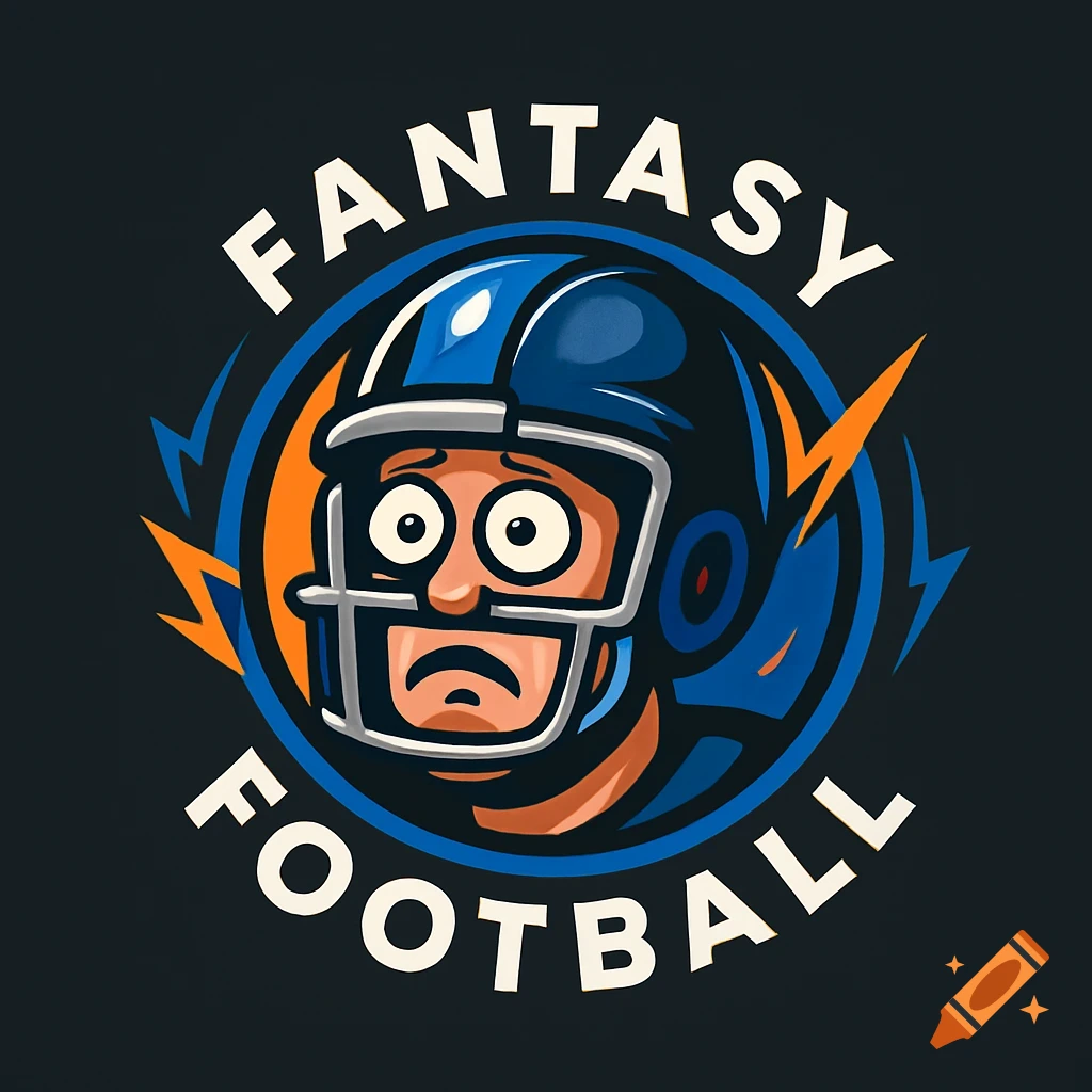 Cartoon logo of a confused football player's head with a blue helmet ...