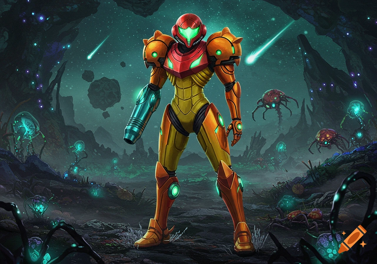 Zero Suit Samus Aran swims gracefully underwater in an orange swimsuit ...