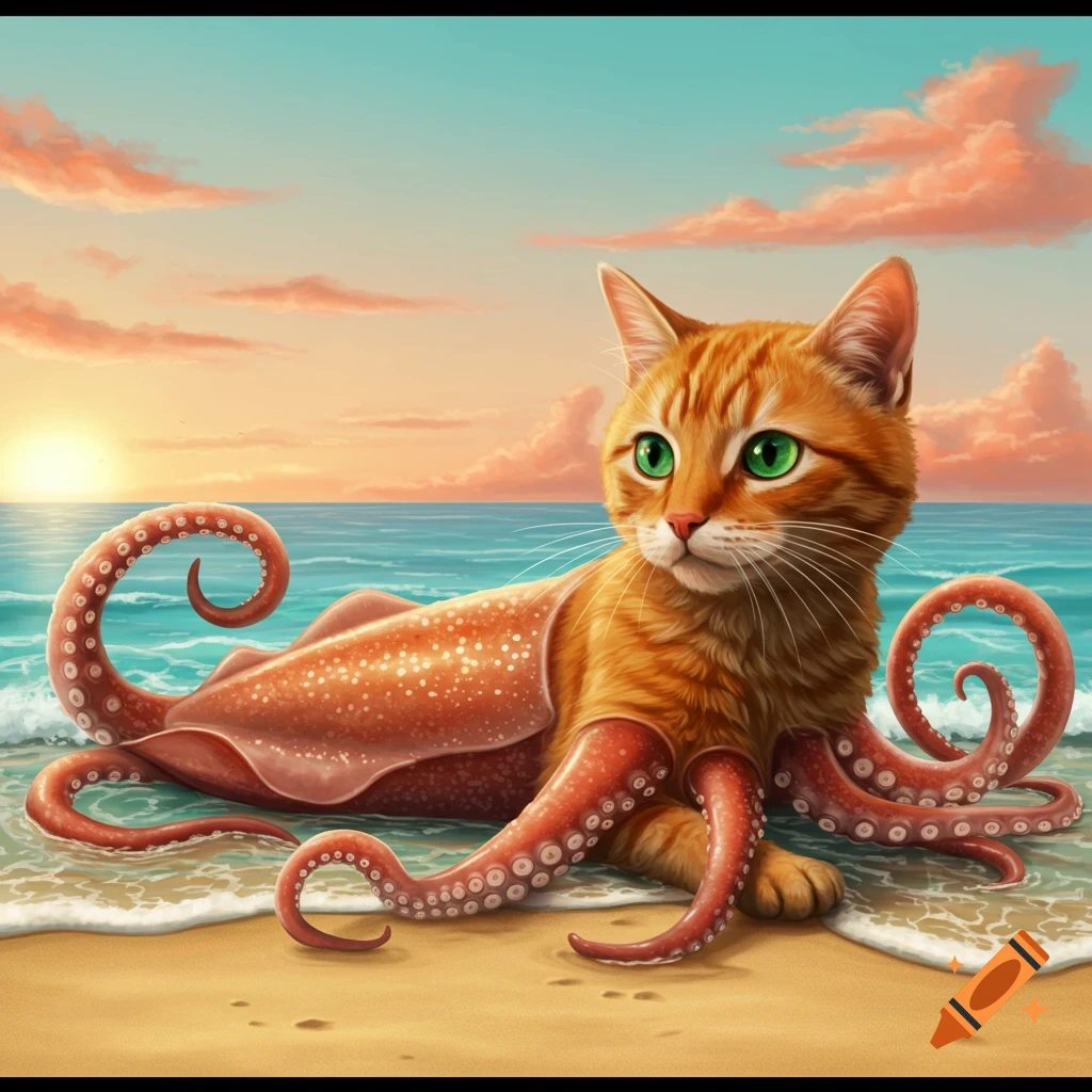 Image of a post-apocalyptic mutated octopus-squid on Craiyon