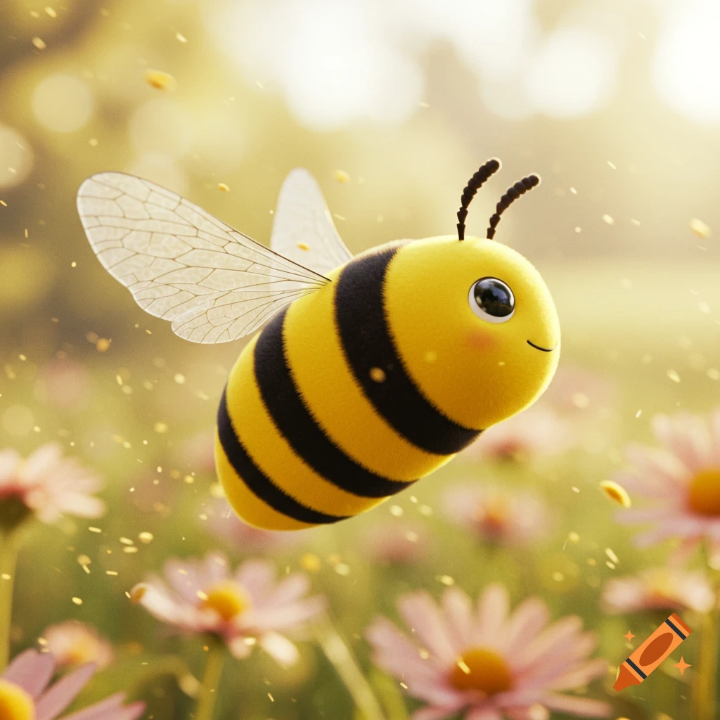 Photorealistic illustration of a bee drinking maple syrup, with maple ...