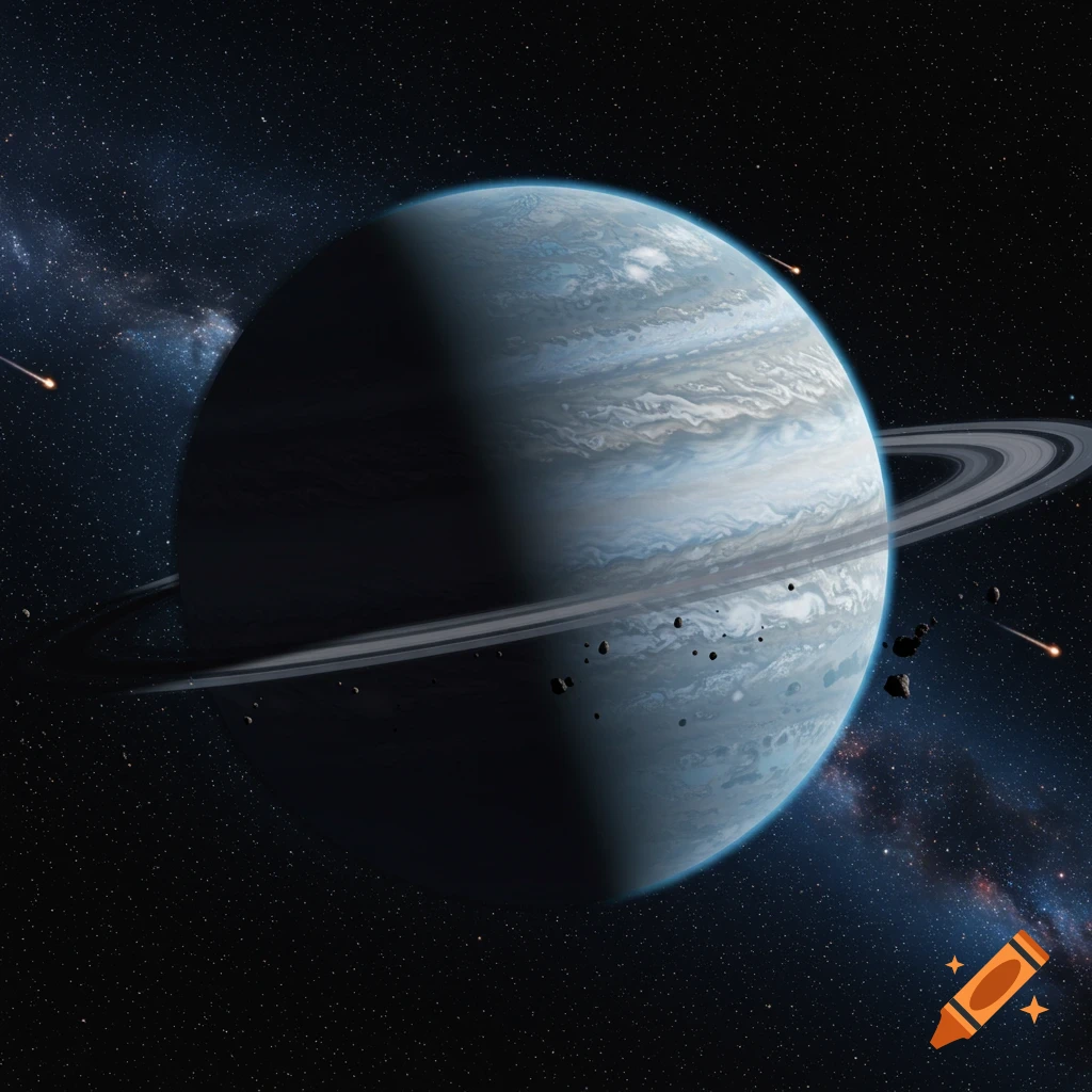 Vibrant Sirian planet with swirling storms and ring system on Craiyon