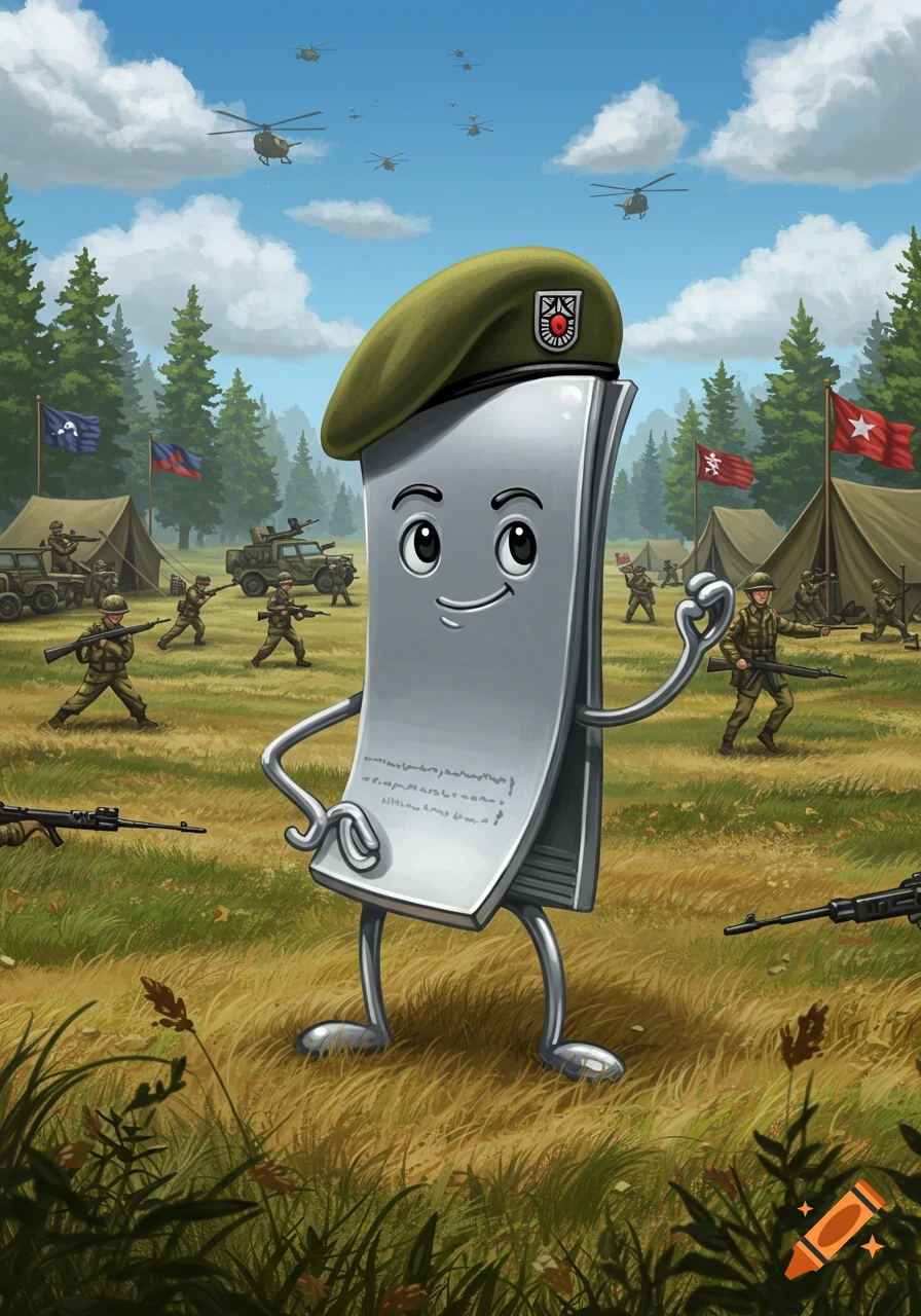 A platoon of angry, cartoon sperm cells wearing soldier hats, with one ...