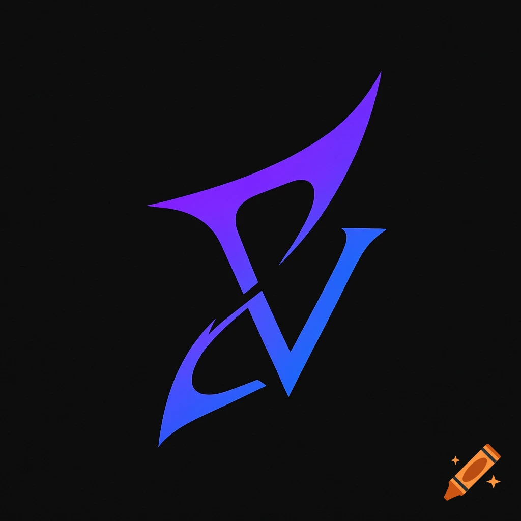 A minimalist, bold, abstract geometric logo symbol with a purple-to ...