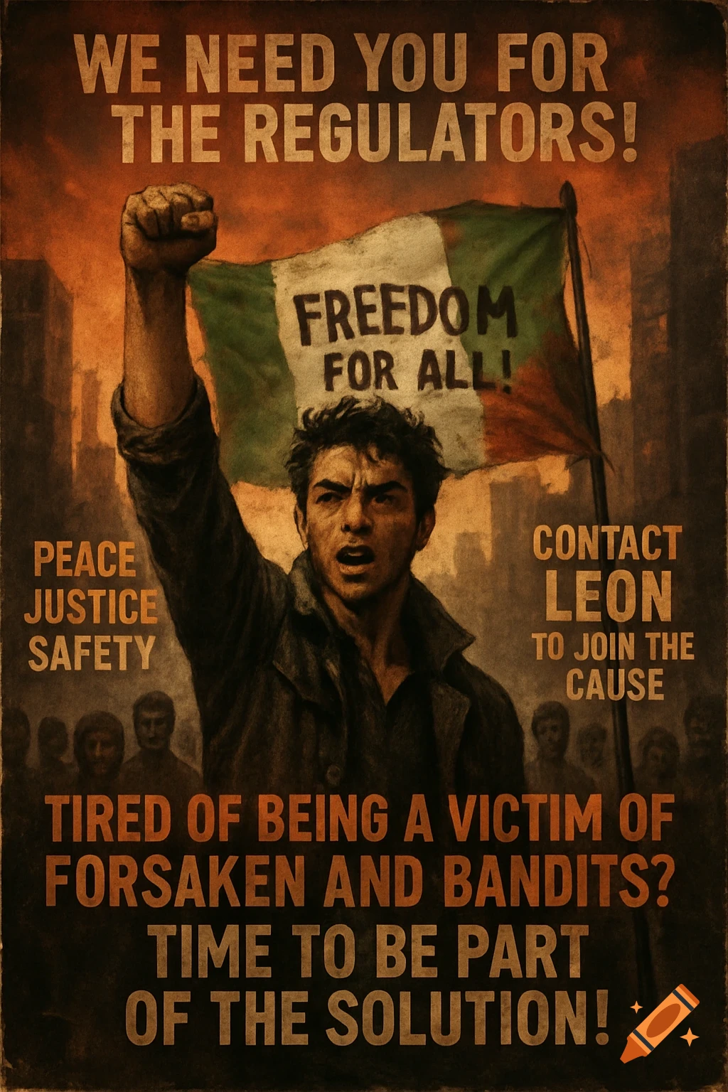 Vintage propaganda poster of a young man raising his fist in an ...