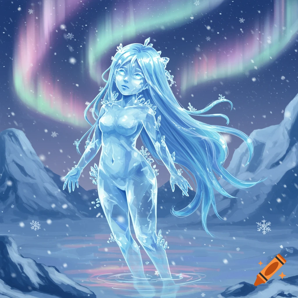 An anime elf with pale skin, long white hair, and red eyes, wearing an ...