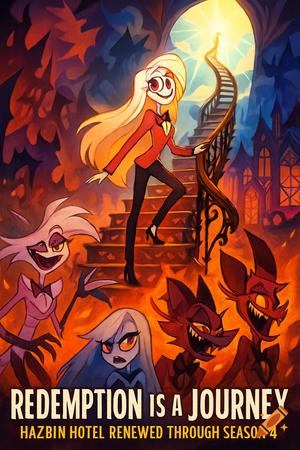 Hazbin+hotel+wallpaper+angel+dust+and+vaggie created on Craiyon