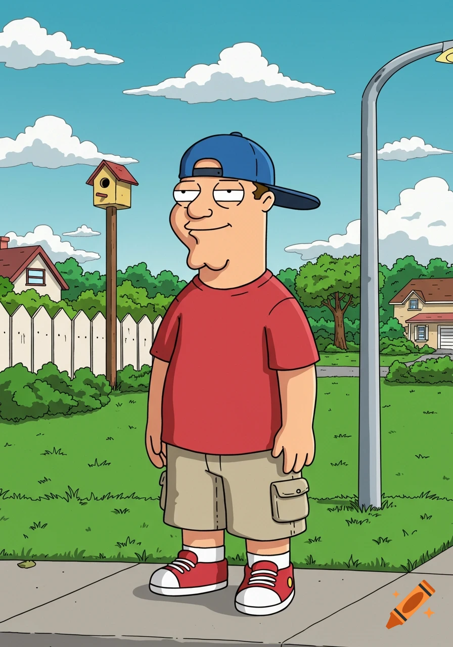 Cartoon of Meg Griffin wearing a pink beanie, pink shirt, blue jeans ...