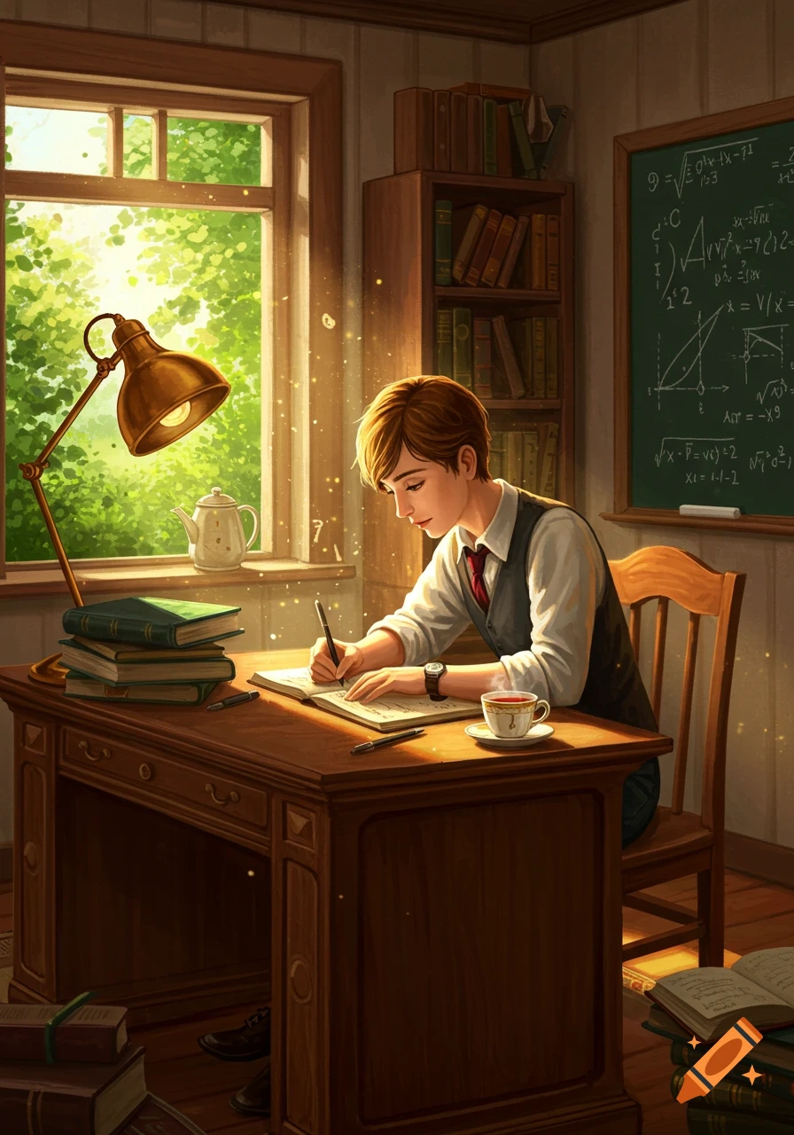 Anime character solving maths and physics on Craiyon