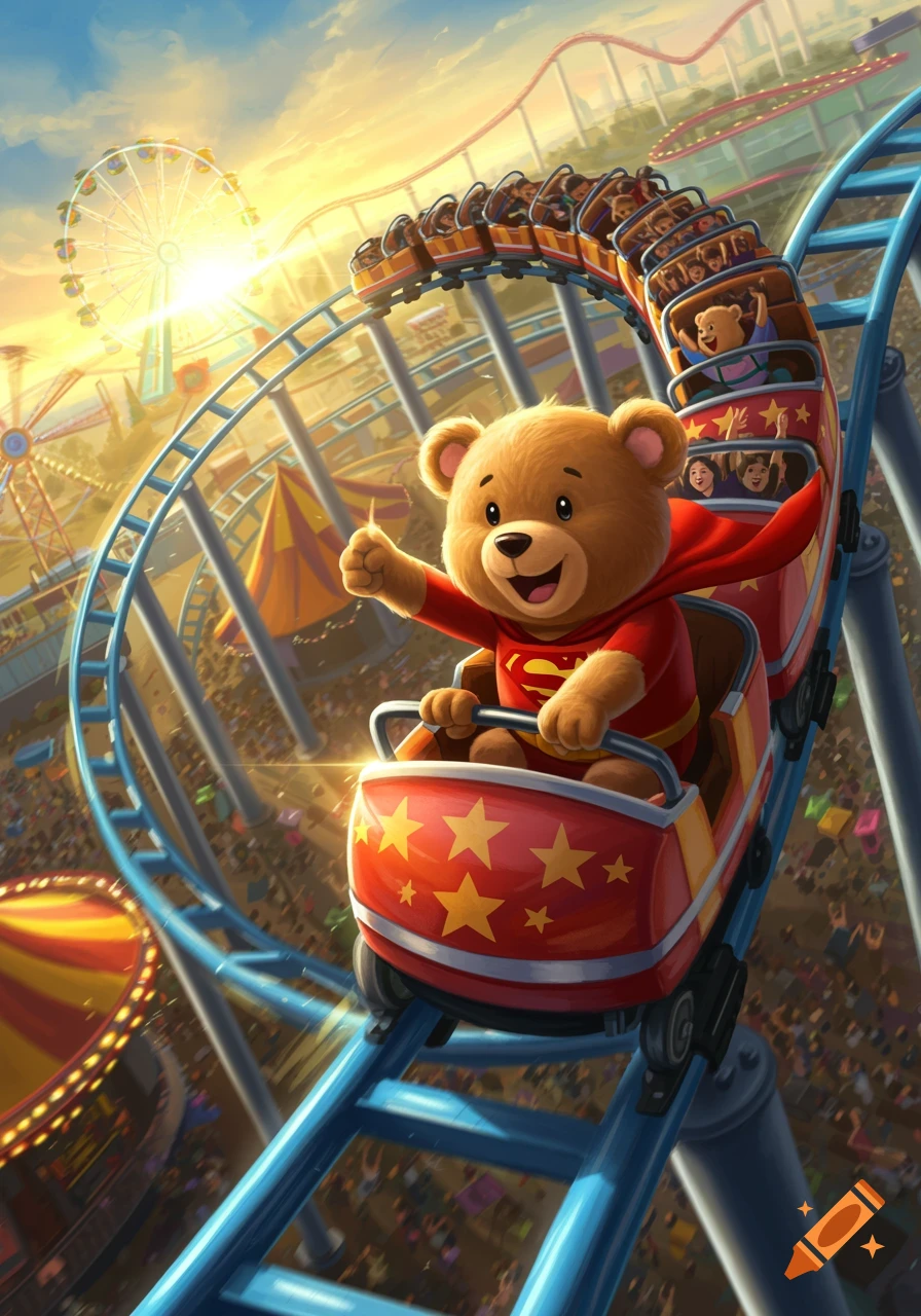 Illustration logo for 'Little Land of Fun' theme park, featuring a ...