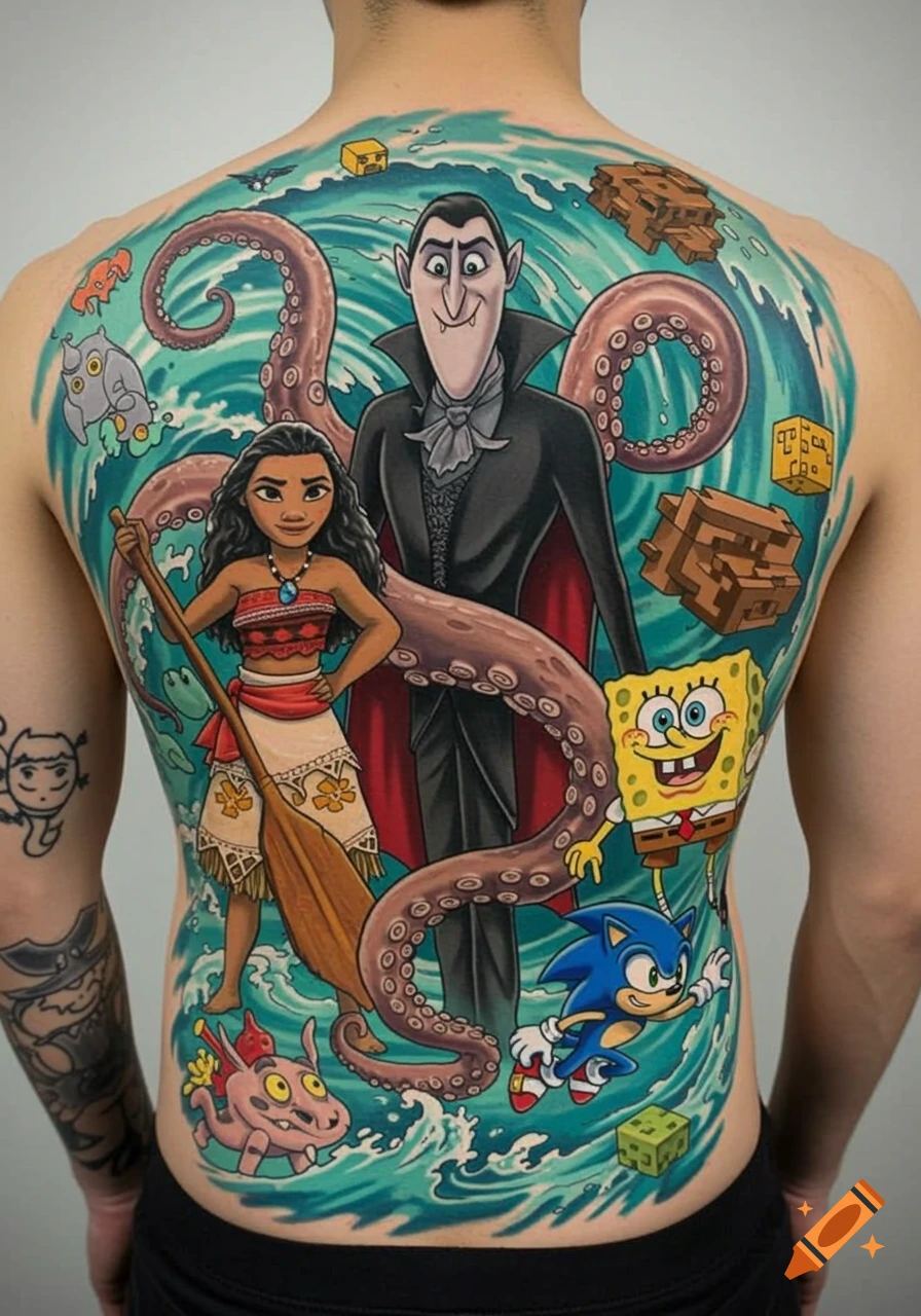 Vampire+back+tattoo+men created on Craiyon