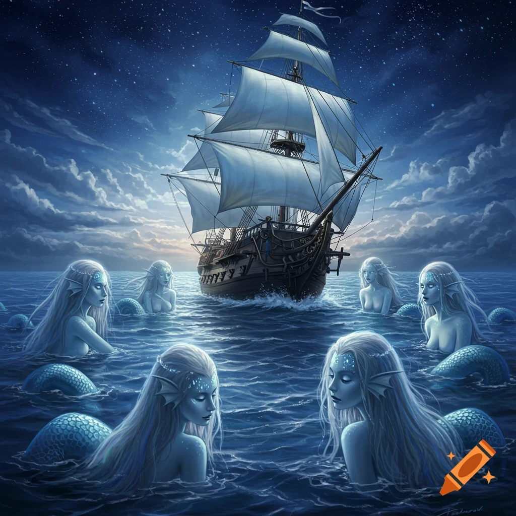 Ship sailing on the sea with abstract texture, by artists: Montague ...