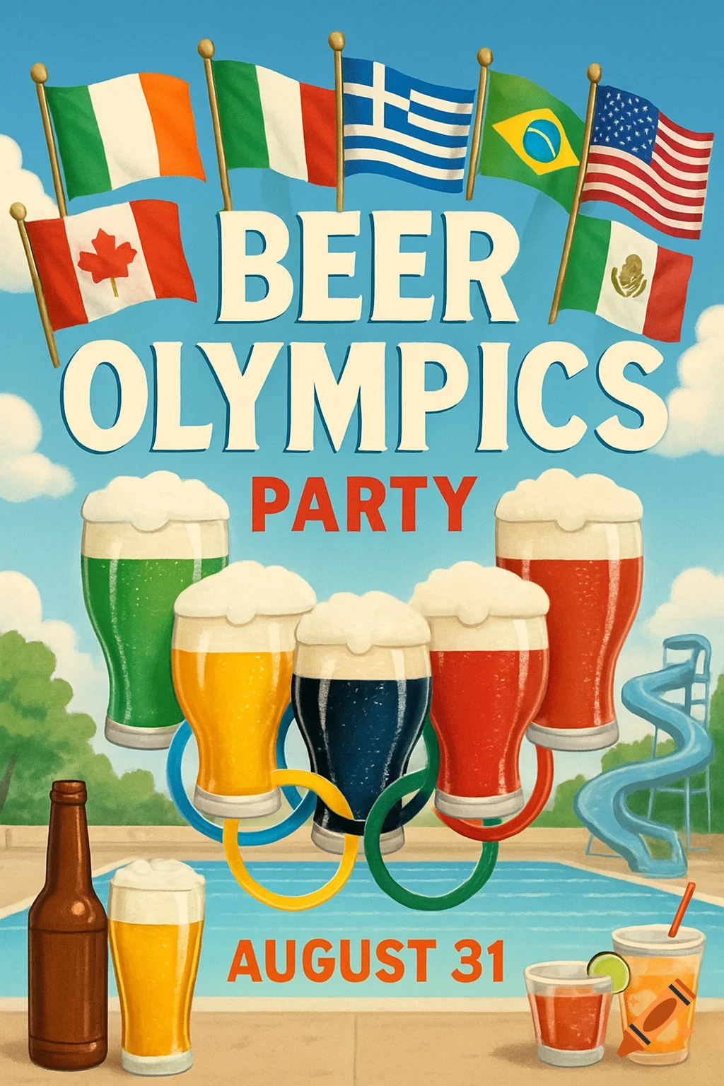 Vibrant cartoon poster for a 'Gabin vs Baptiste Vodka Party' on Friday ...