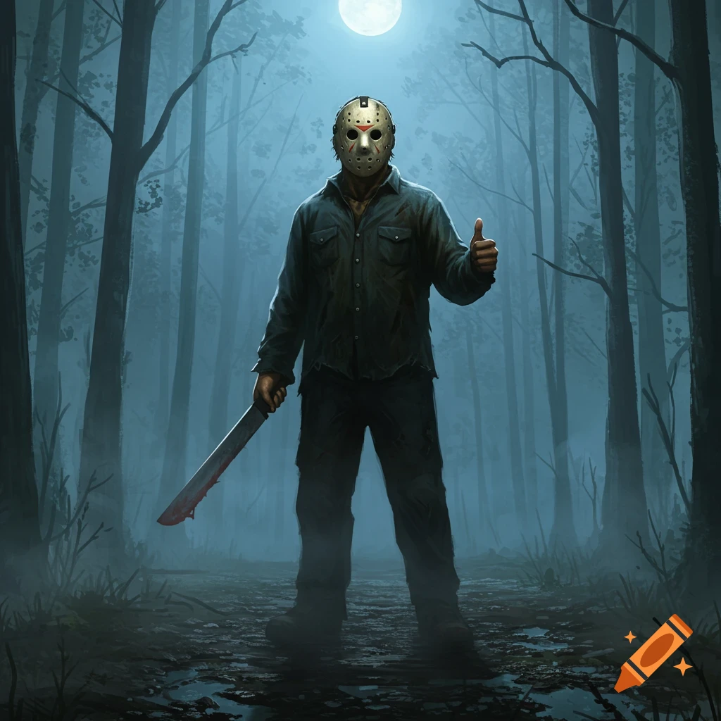 A detailed illustration of a weathered Jason Voorhees hockey mask ...