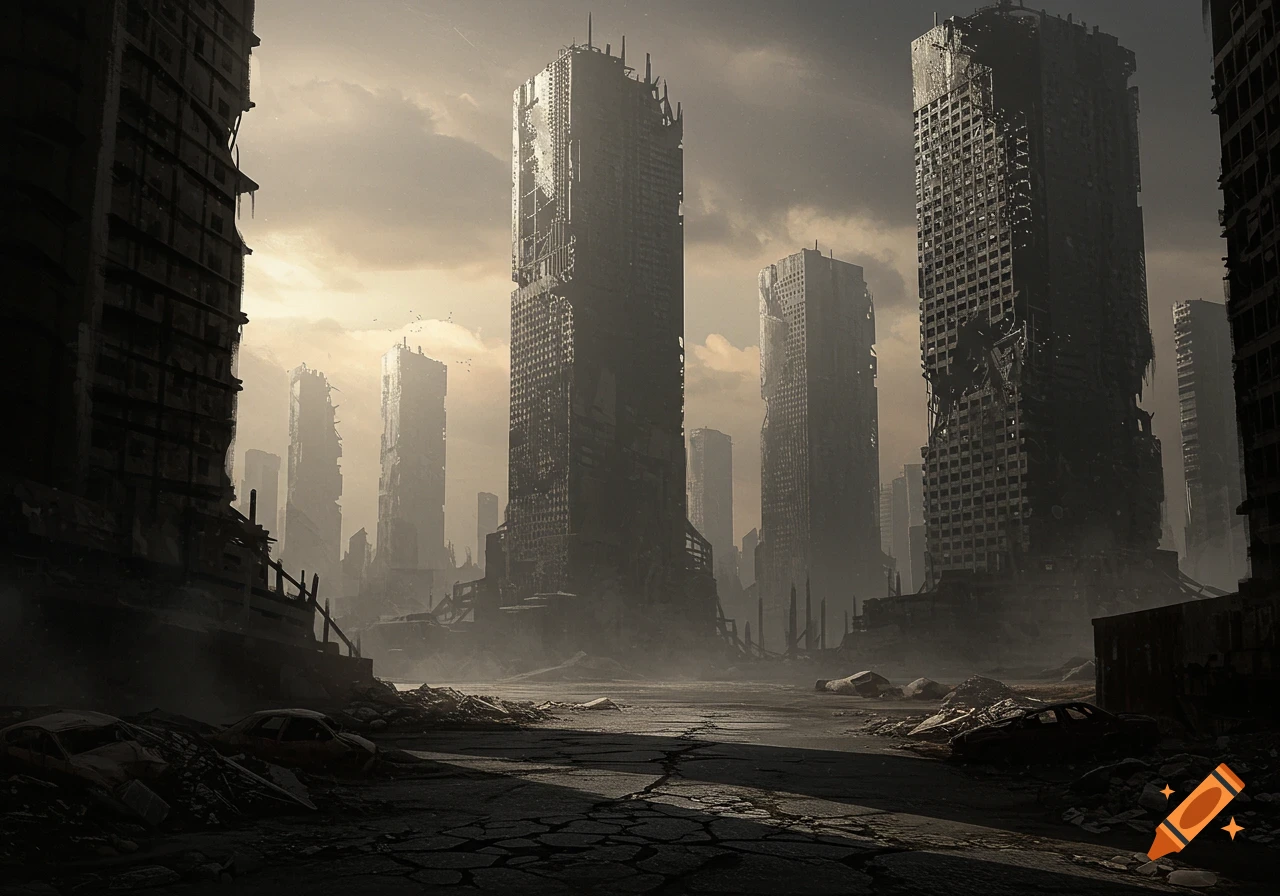 Person stands in a vast trash-filled wasteland under a large, tattered ...