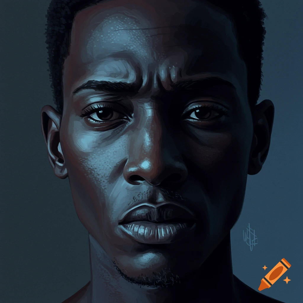 An illustration of a Black man eating watermelon and fried chicken ...