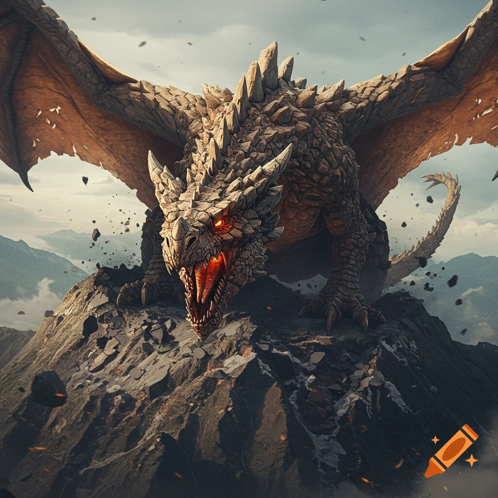 A majestic golden flaming serpent with glowing eyes coiled around a ...