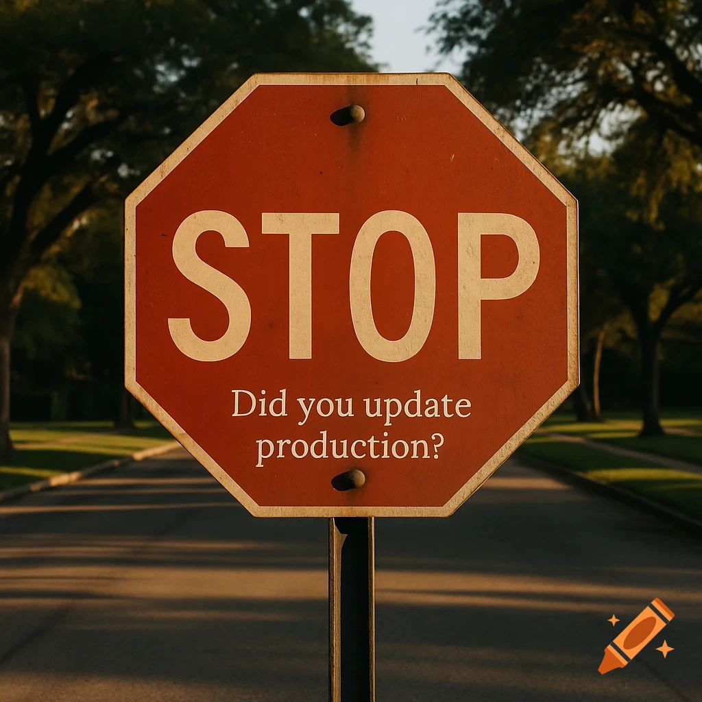 A photorealistic stop sign on a road at sunset, with "STOP" and "Did ...