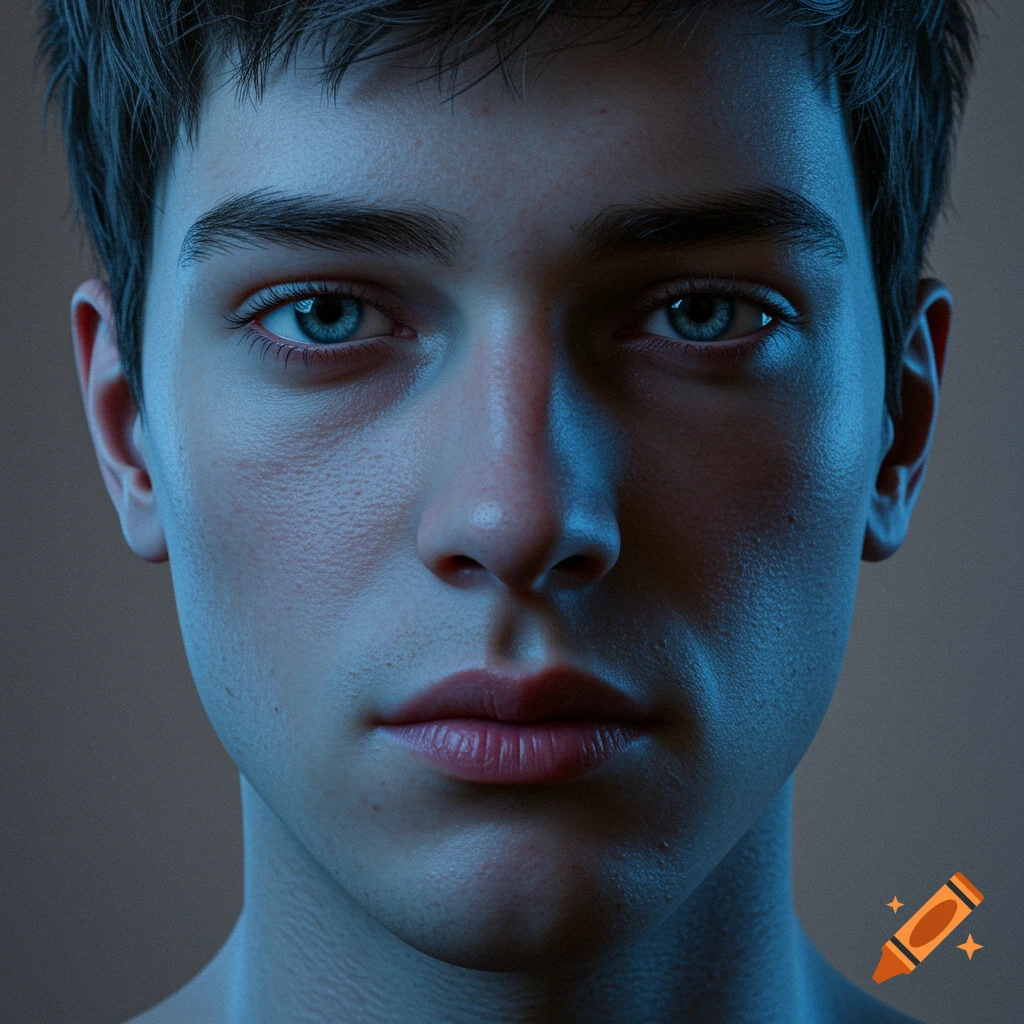 A photorealistic image of an open USA passport displaying a young man's ...