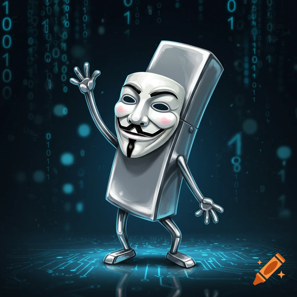 Cartoon Tux penguin mascot popping out of a computer monitor, with a ...