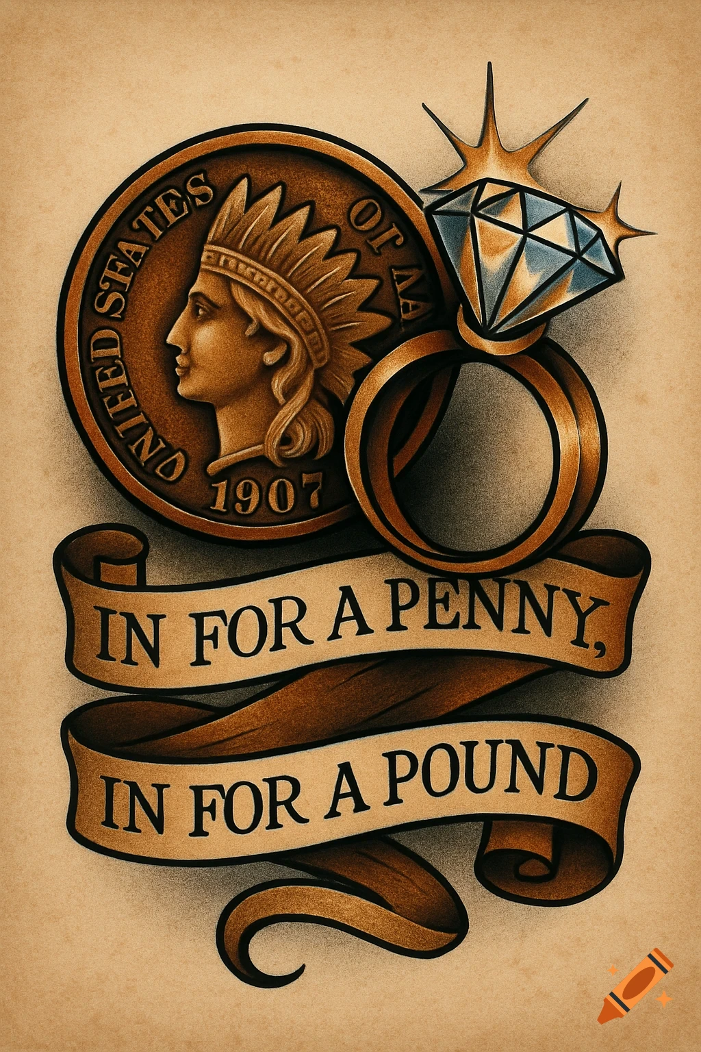 Tattoo Flash created on Craiyon