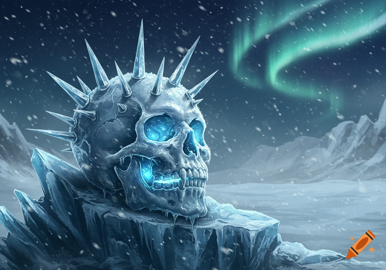 Muscular white werebear with glowing blue runes and eyes stands in a ...