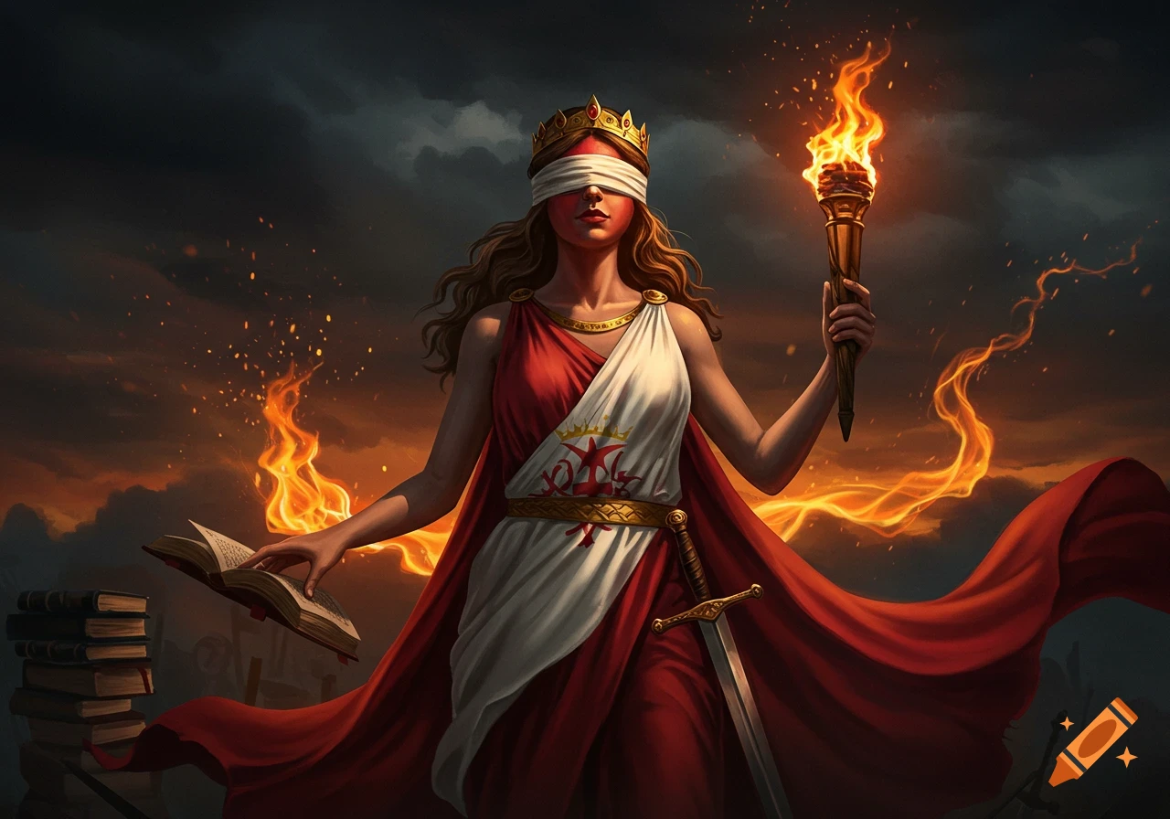 A classical marble statue of a draped woman with broken arms, standing ...