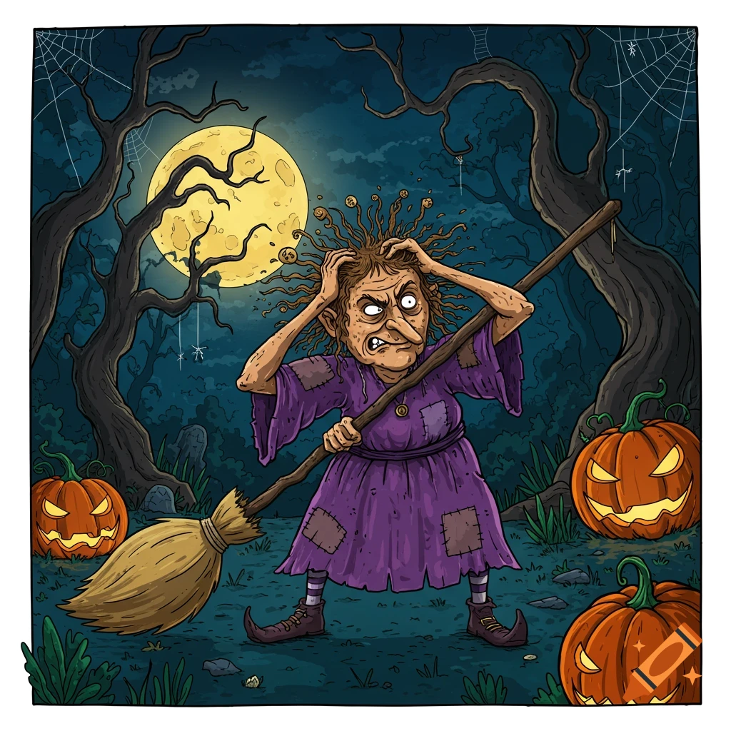 Illustration of a Viking in a ghost costume on a Halloween path with ...